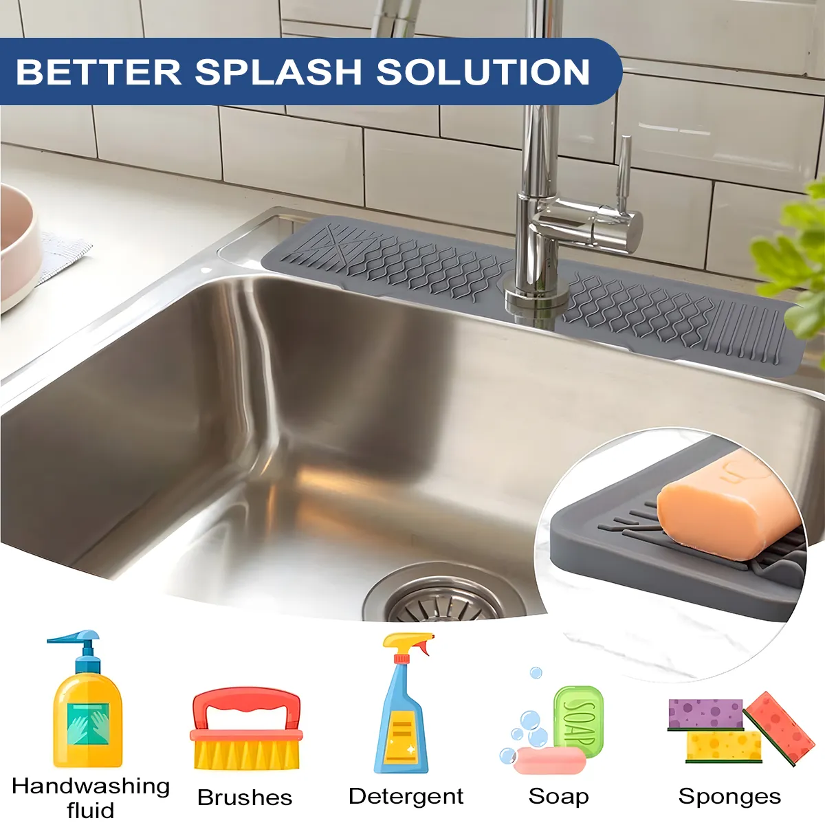 DHgate.com:Leeseph Silicone Sink Splash Guard - 23.8" Black Kitchen ...