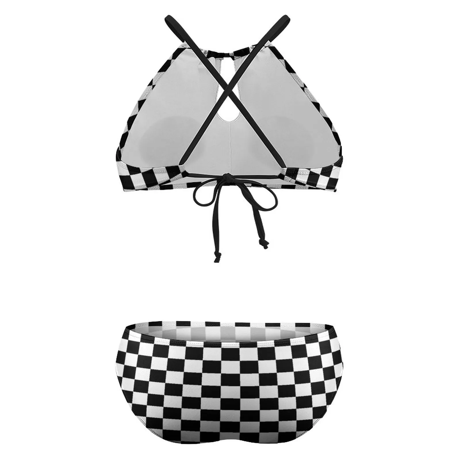 Modern Checkerboard Two Tone high waisted bikini s - Sexy Black and ...