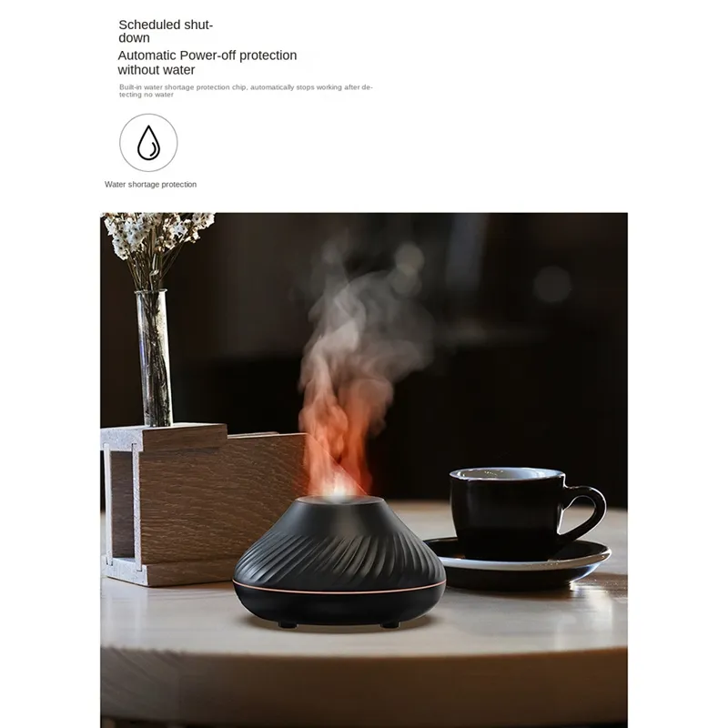 Volcanic Flame Aroma Diffuser: 130ml USB Portable Air Humidifier With Color Night Light Relaxing ...
