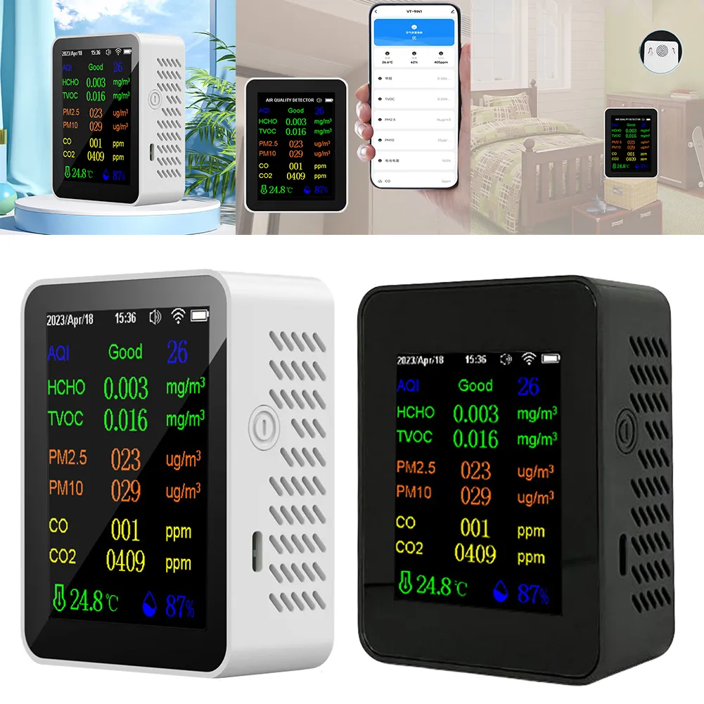 Wholesale 12 In 1 Air Quality Monitor CO2 Detector With Time/ Date ...
