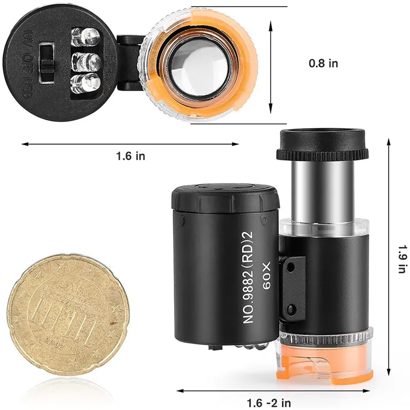 DHgate.com:60x Mini Pocket Microscope, 3-Light Handheld Magnifying ...