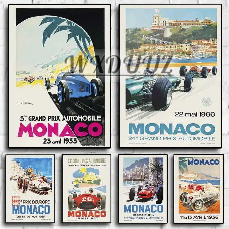 Monaco Grand Prix1966 Formula One Retro F1 Racing Posters Vintage ...