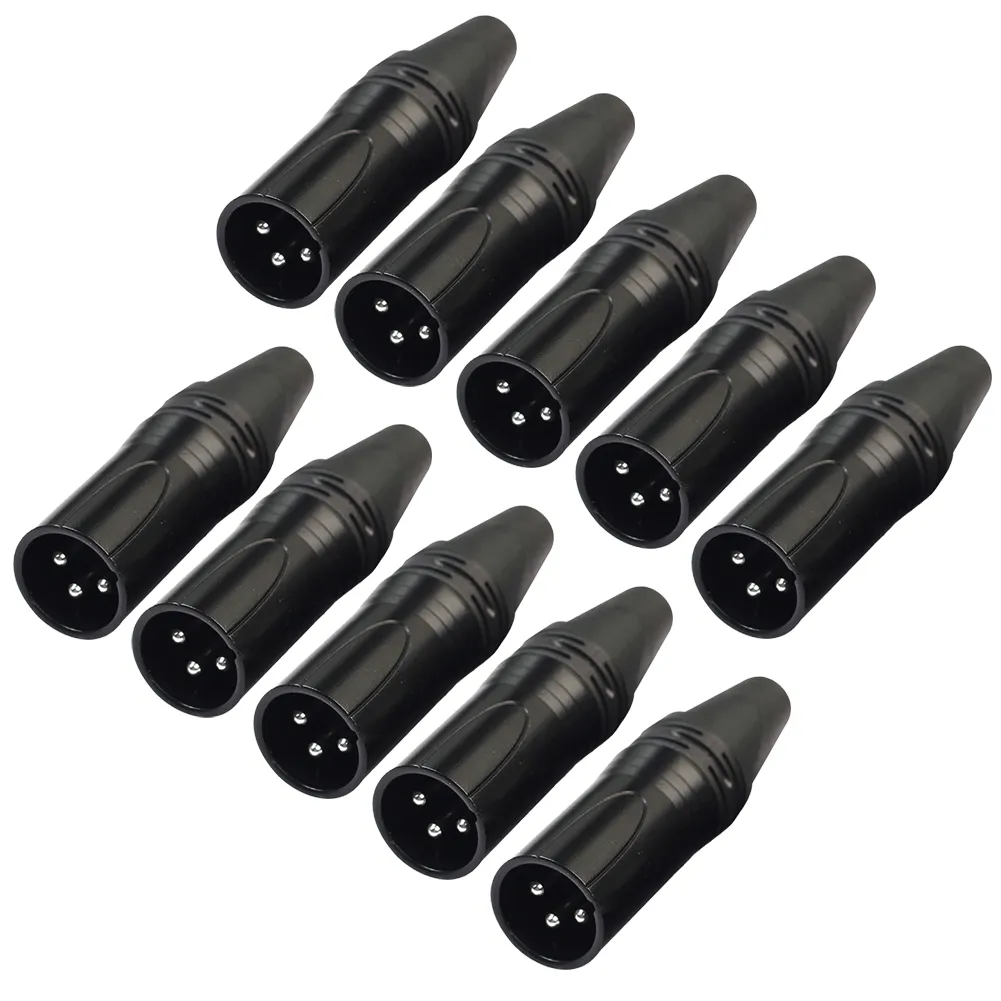 10 Pack 3-Pin XLR Audio Cable Connector, Professional Microphone Wire ...