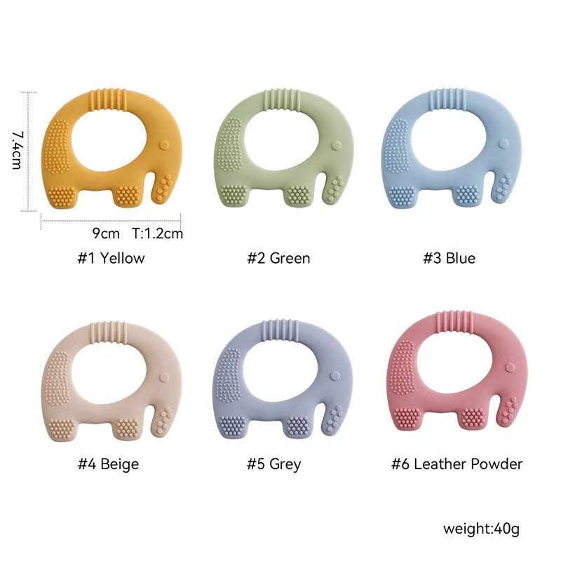 Silicone Elephant Teether: BPA-Free Wooden Teething Ring for Babies and ...
