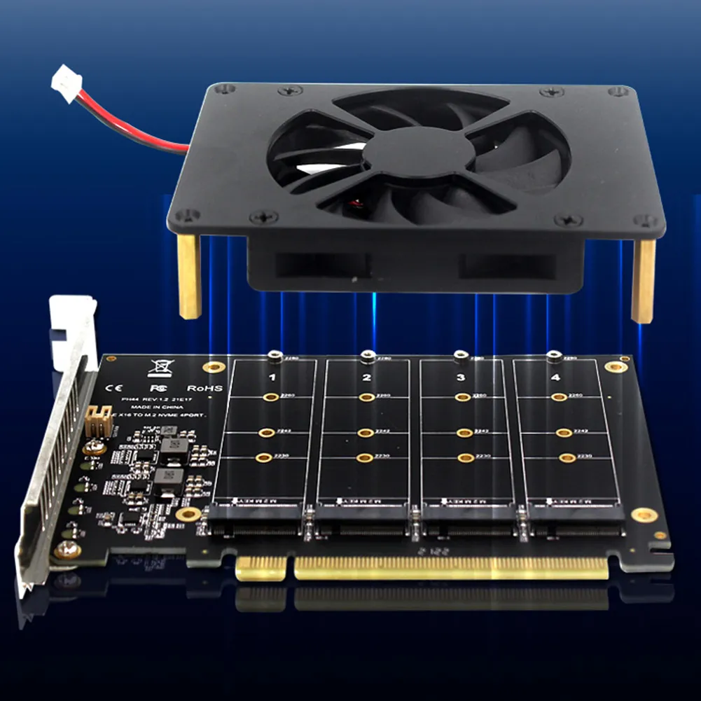DHgate.com:PCIe 4.0 X16 to 4-Port M.2 NVMe RAID Adapter Card with Heat ...