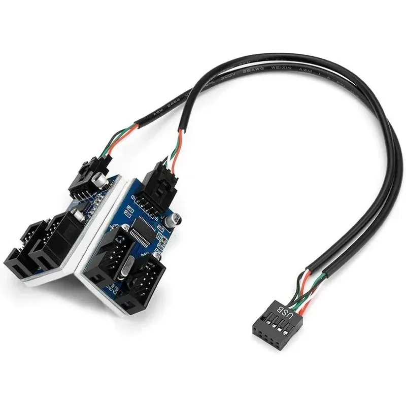 DHgate 4 Port Motherboard USB 2.0 9Pin Header Expansion Hub Splitter Adapter Converter Black Cable Length 30CM Computers Networking
