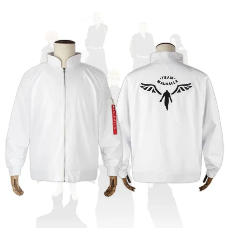 Anime Jackets White Faux Leather Cosplay Jacket, Unisex Hooded Costume ...