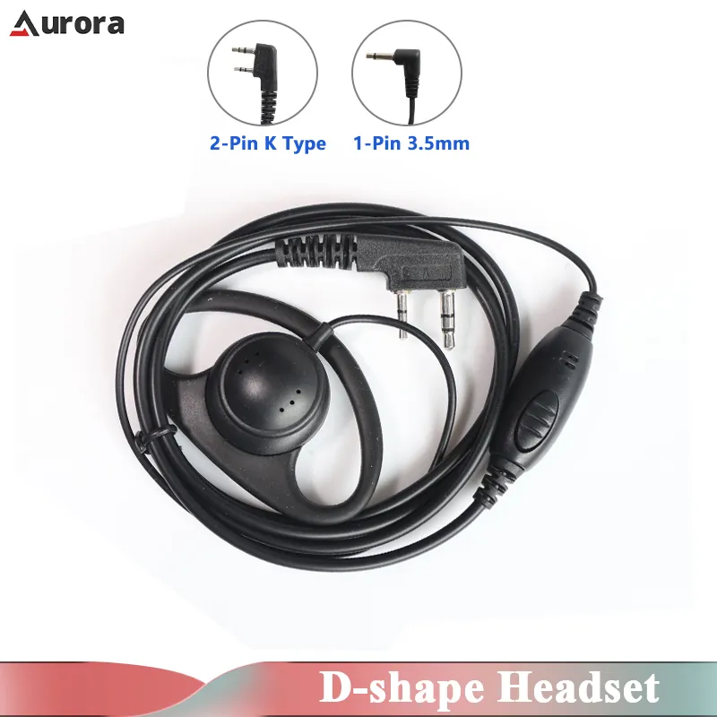 UV 5RH D Shape Tactical Earpiece YAESU 1 Pin 3.5mm PTT Mic Earphones ...