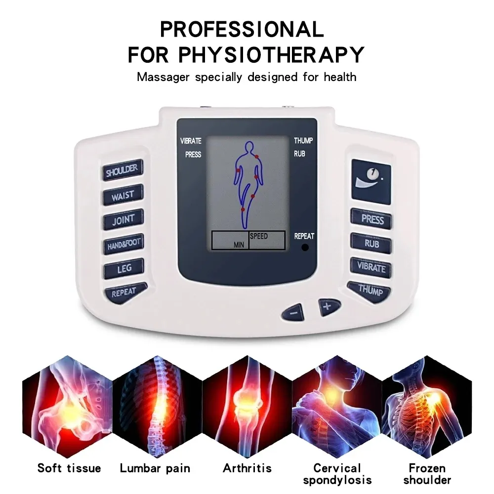 EMS Muscle Stimulator Machine: Digital Pulse Massager With 16 Pads For ...