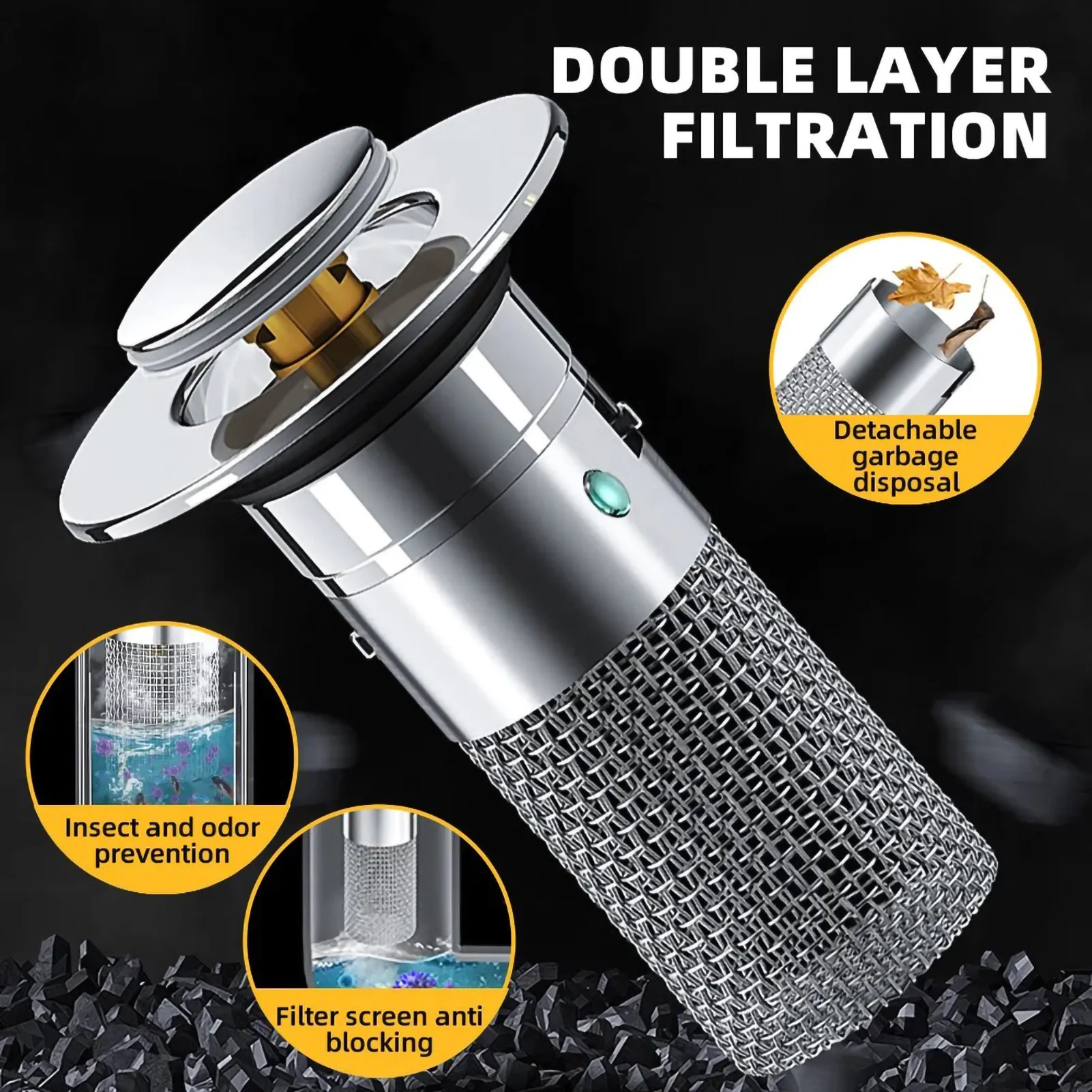 Steel Floor Drain Filter Bathroom Sink Stopper Hair Catcher Up Sink ...