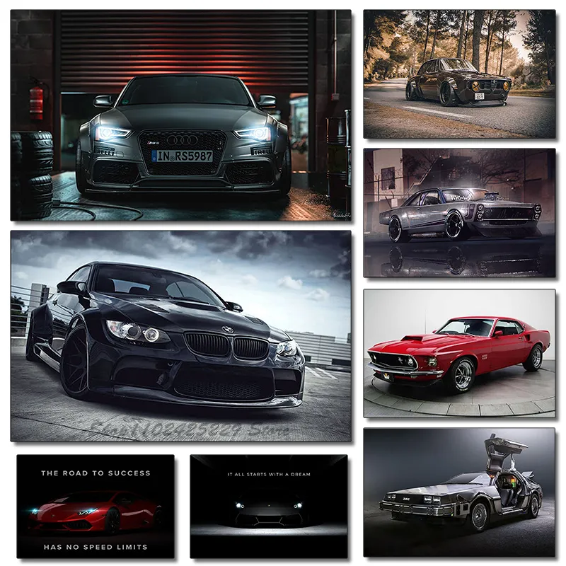 Car Canvas Wall Art Super Sports Car Poster, Refitted Wide Body Canvas ...