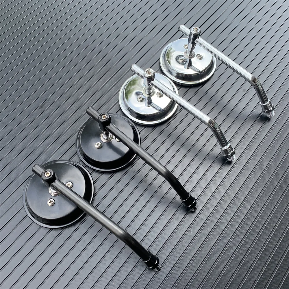 10mm Motorcycle Cafe Racer Side Mirrors, Universal Round Retro Modified ...