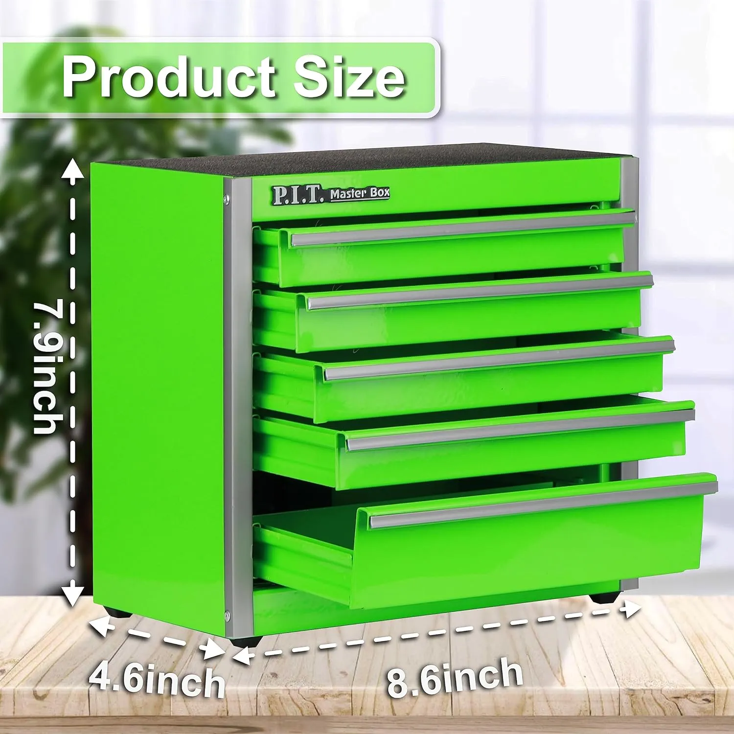 Small Tool Box, Portable 5 Drawer Micro Roll Cab Steel Tool Case With Liner, Green Mini Tool ...