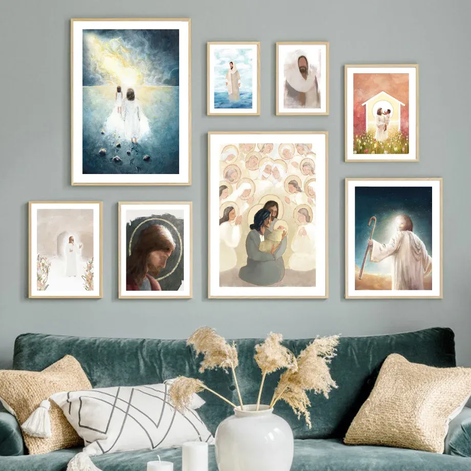 Jesus Christian Bible Faith Canvas Wall Art LDS Nordic Abstract ...