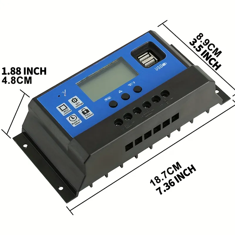 Advanced Polestar PWM Solar Charge Controller - LCD Display, Adjustable ...