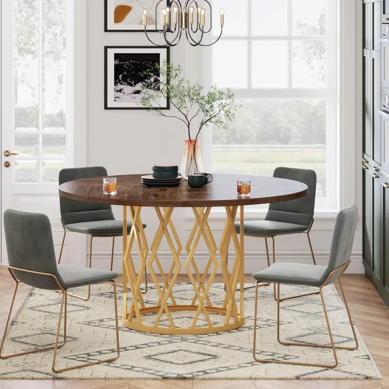 Tribesigns Round Dining Table For 4 People, Circle Dining Room Table ...