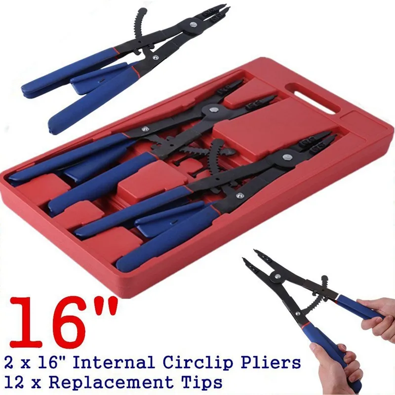 16Inch Heavy Duty Circlip 2 Pliers 12 Tips Set Snap Ring Retaining ...