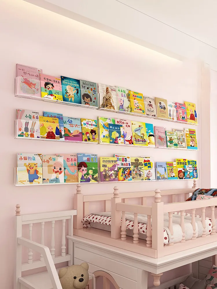 Clear Acrylic Wall-Mount bathroom bookshelf with Aisle Door and Rear ...