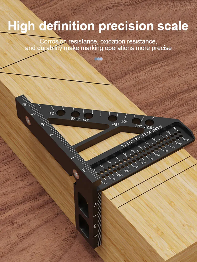 Pro Aluminum 3D Multi-Angle Measuring Ruler Carpenter Triangle Scriber ...