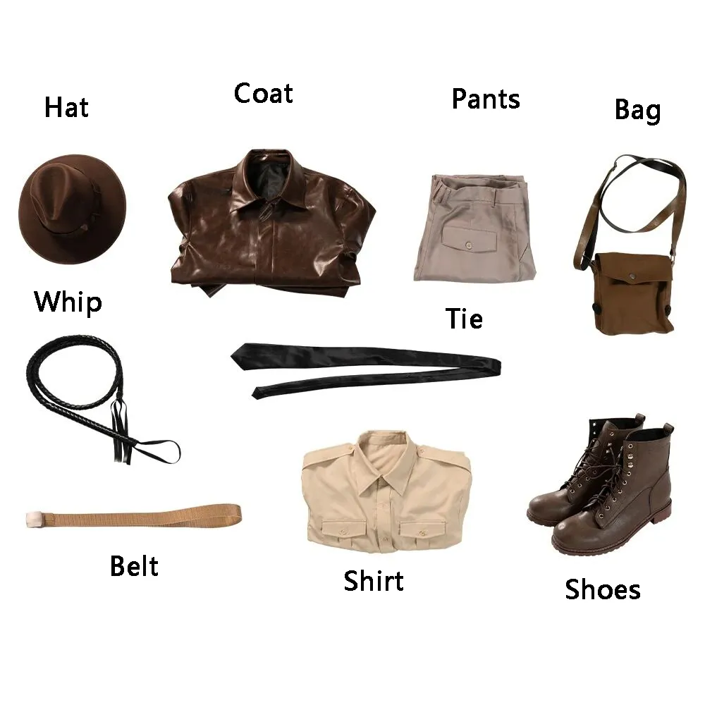 Movie Indiana Jones 5 Cosplay Costume: Men's Indy Brown Leather Jacket ...