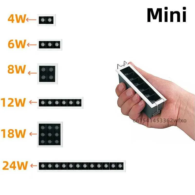 Dimmable COB Linear Downlight Spot Light 4W To 24W Grille & Ceiling ...