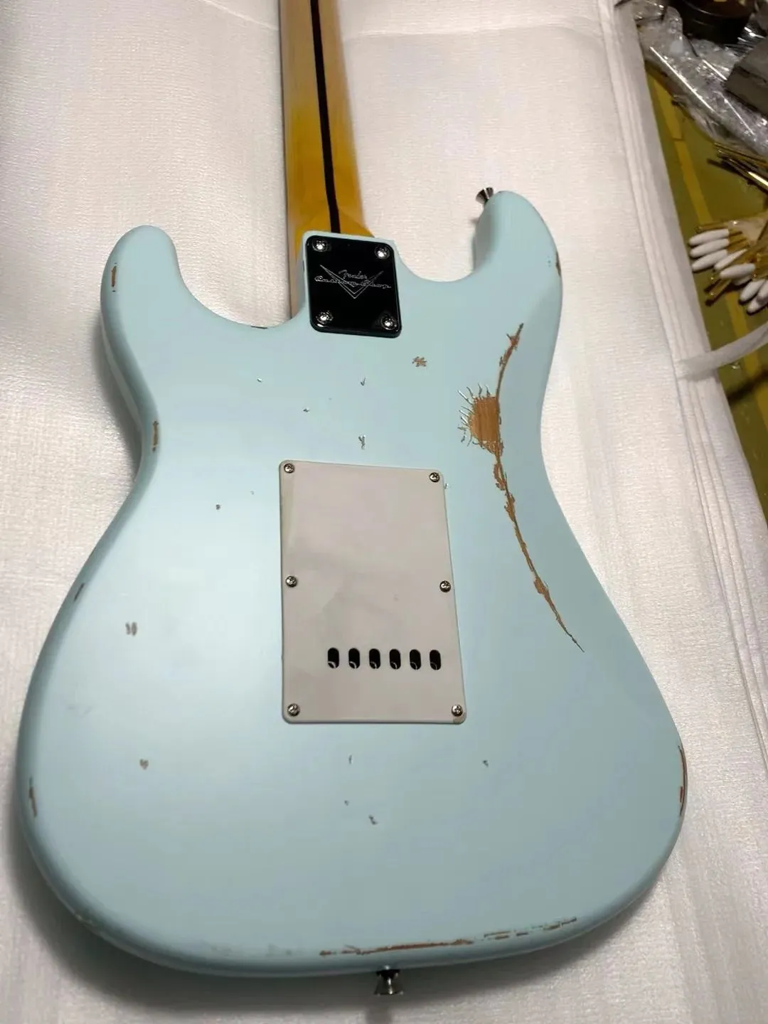 Old ST Blue Electric Guitar With Alder Body, Maple Neck, Rosewood ...