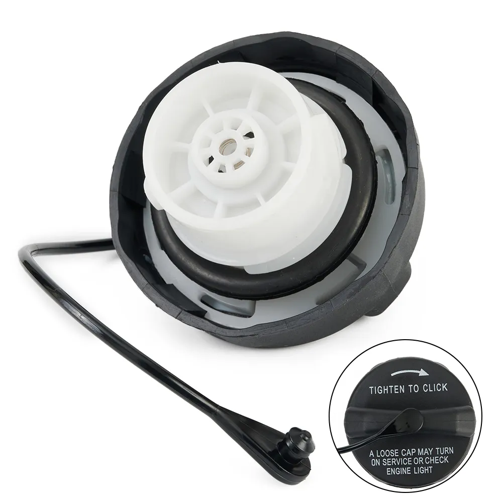 Chrome Gas Cap Cover: Fuel Tank Cover Replacement with Tether, Black ...