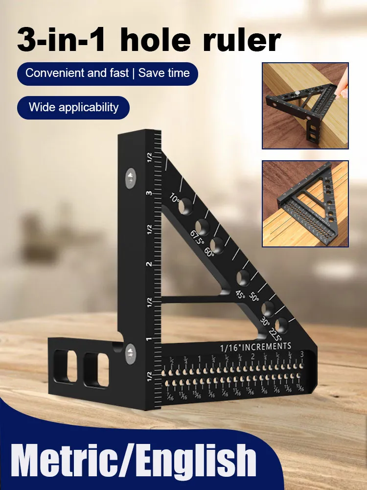 Pro Aluminum 3D Multi-Angle Measuring Ruler Carpenter Triangle Scriber ...