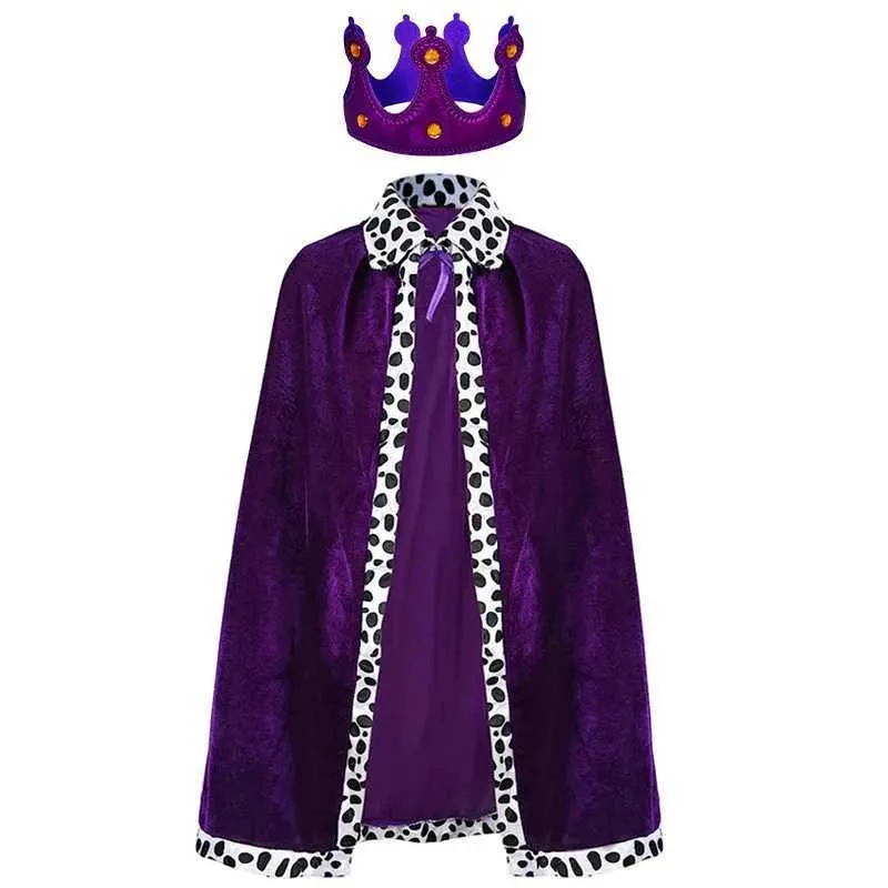Childrens Prince Costume: Royal Cape And Crown Set Velvet Shawl For ...