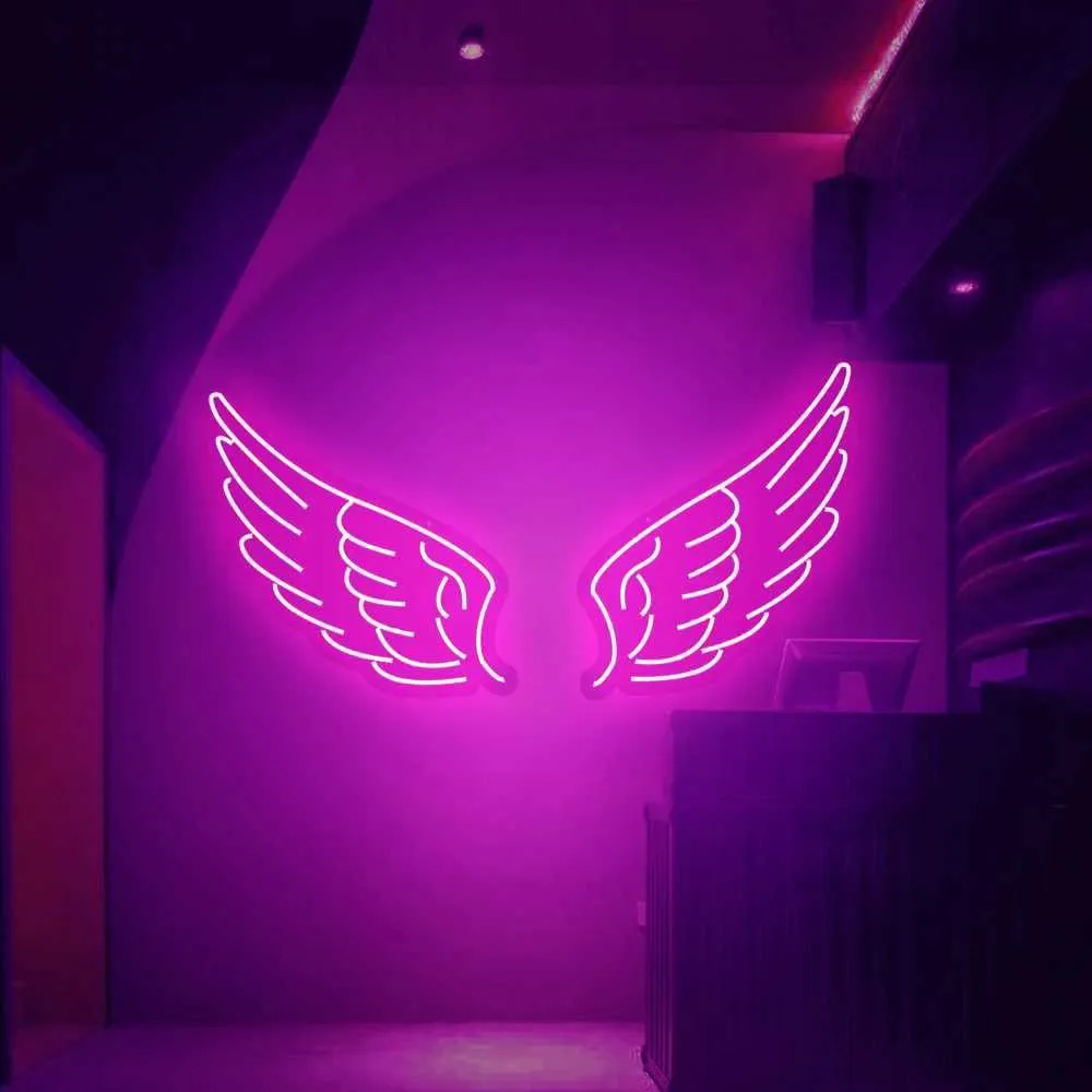 Angel Wings Led Neon Sign Model Props Glowing Acrylic Wall Art Light ...