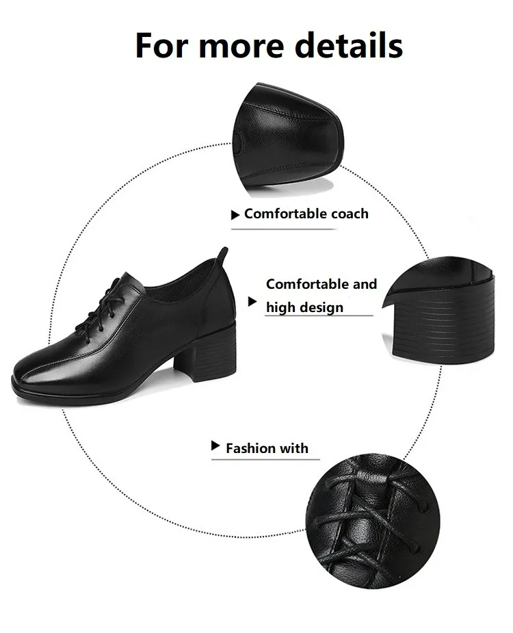 Wholesale Brand Black Cowhide Lace Up Platform Work Shoes Square Toe ...