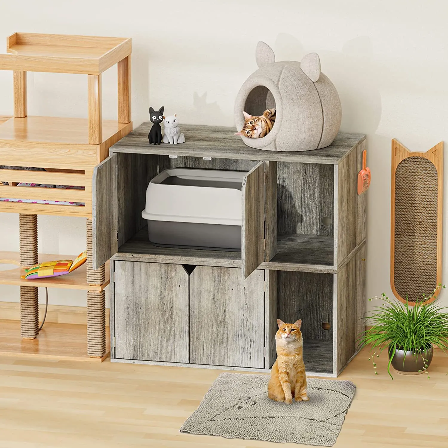 Stylish Stackable Cat Litter Boxes Furniture - Multi Cat Litter Box ...