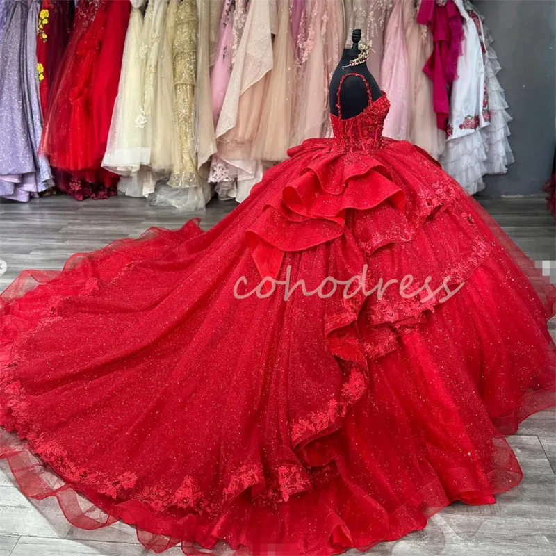 Princess Red Quinceanera Dresses Sparkly Sequin... From Cohodress, $177 ...