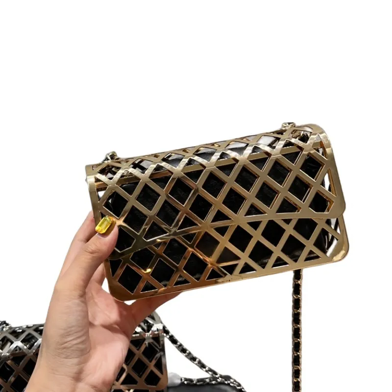 Mini Designer Purse Metal Hollow Out Chain Bag, Small Structured ...
