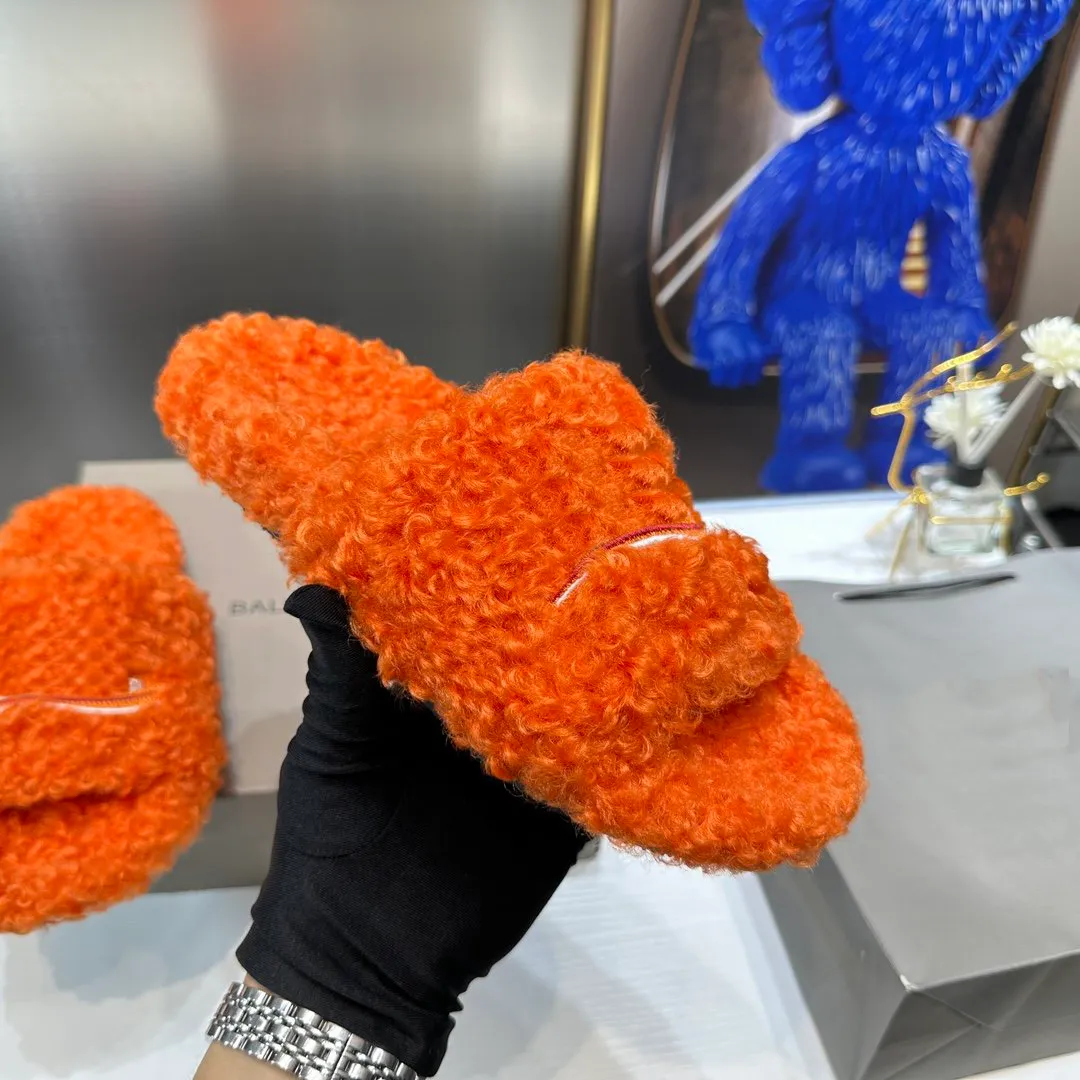 Fuzzy Fur Slippers For Women Warm Wool Lined Fluffy Sandals ...