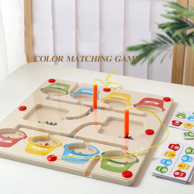 Wooden Color & Number Maze Game Educational Puzzle For Preschoolers ...