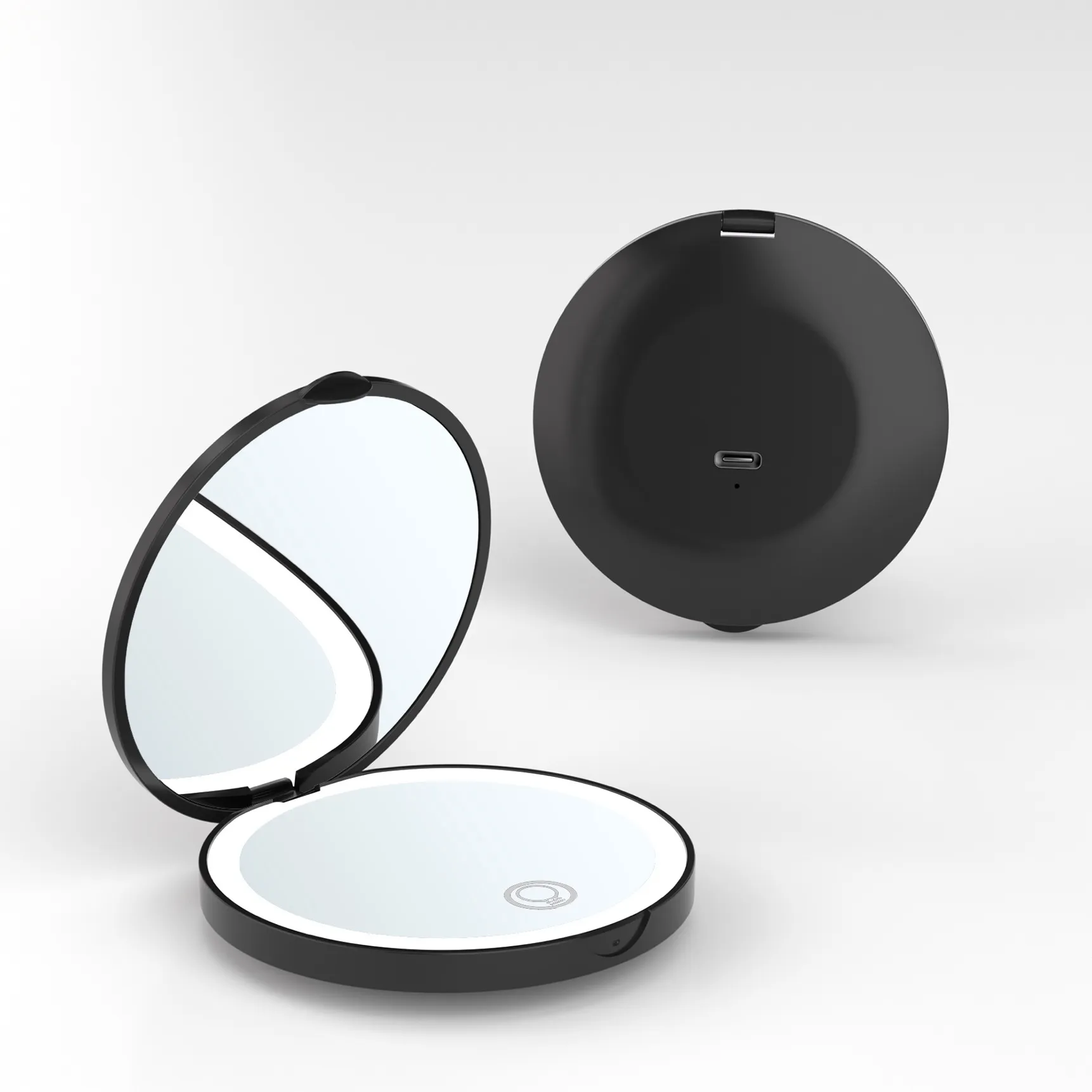 Rechargeable Compact LED Makeup Mirrors 2X Magnifying, Mini Pocket Size ...