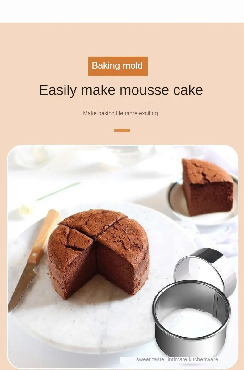Stainless Steel Mini Cake Pans Mousse Mold Set For Round Cutting And ...