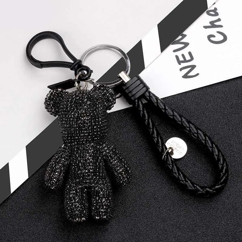 Sparkling Rhinestone Bear Keychain: Cute Cartoon Crystal Keyring for ...