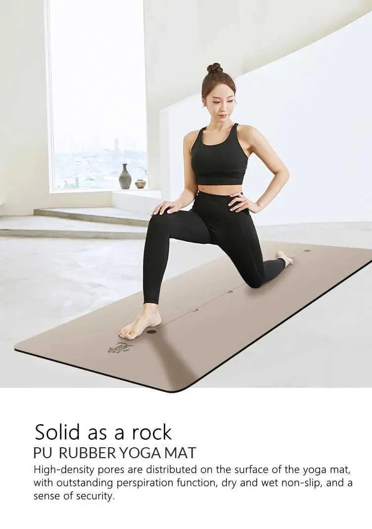 5mm Natural Rubber Yoga Mat with Alignment Lines for Slip-Resistant ...
