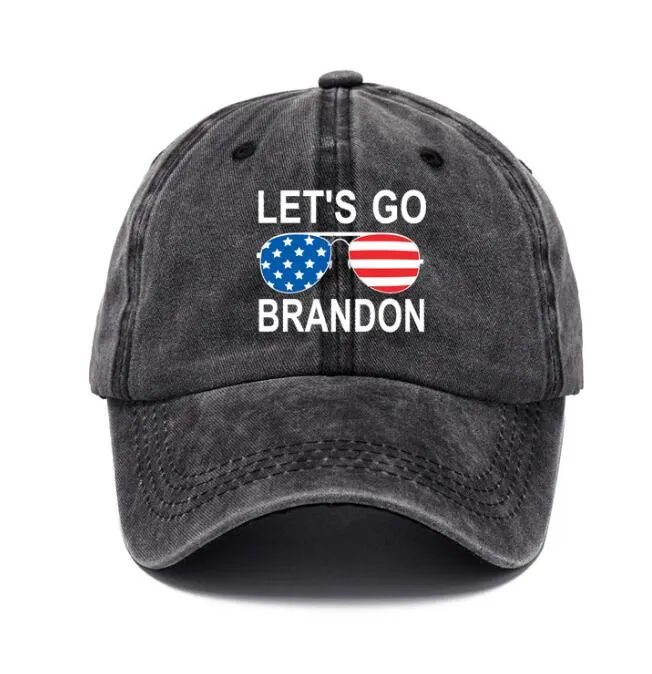 Let's Go Brandon Black Gray Washed Cotton Baseball Cap 2024 FJB Print ...