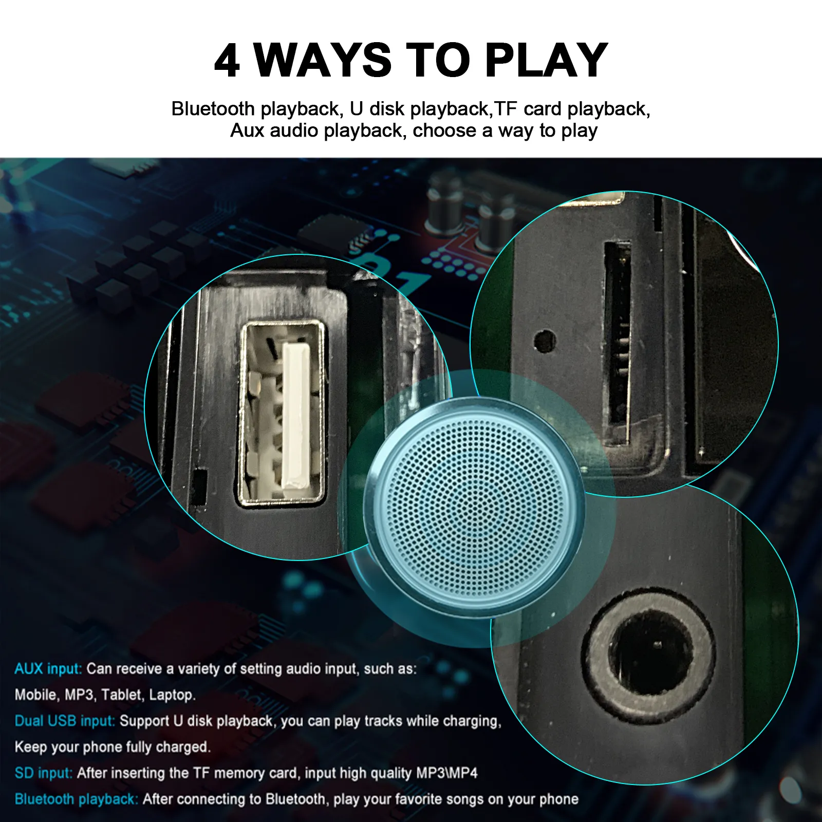 Podofo 2DIN Car Stereo Receiver with Bluetooth, USB, SD, AUX Inputs ...