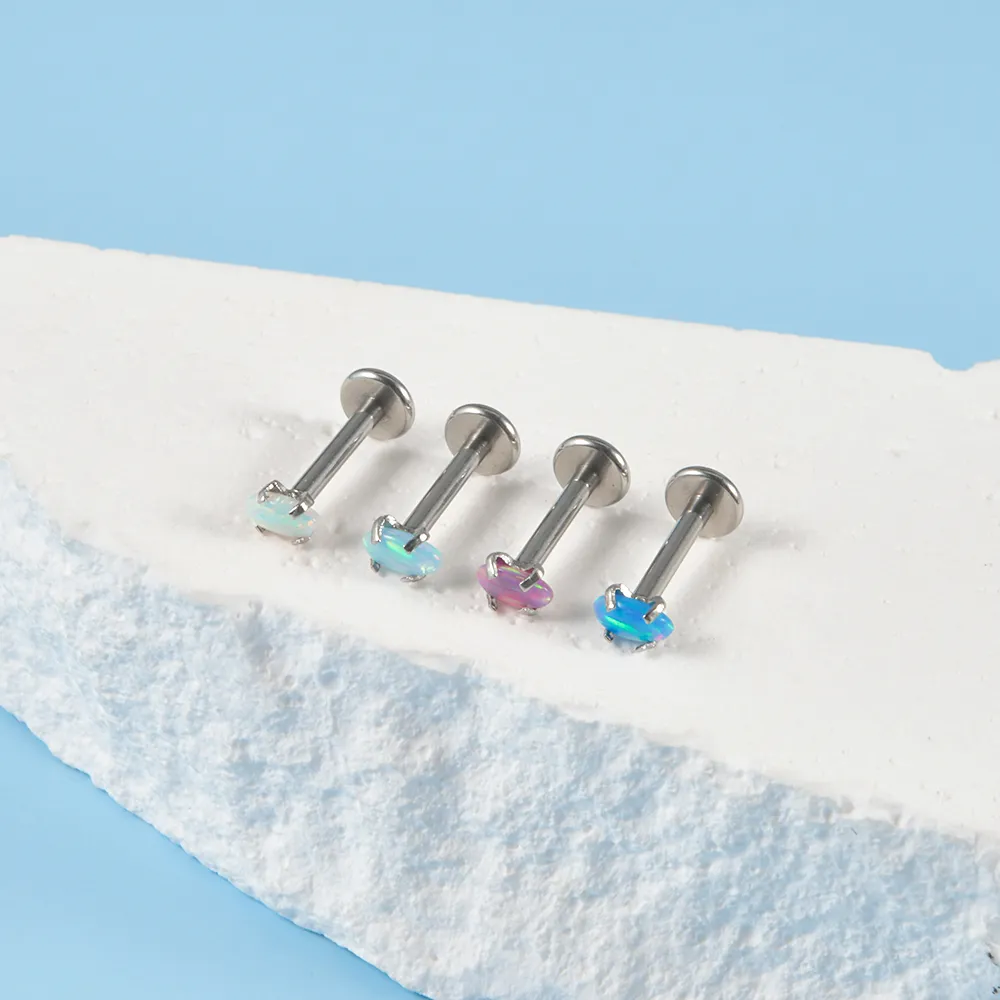 Opal Claw Surgical Steel Ear Piercing Jewelry - Labret Lip Helix Tragus ...