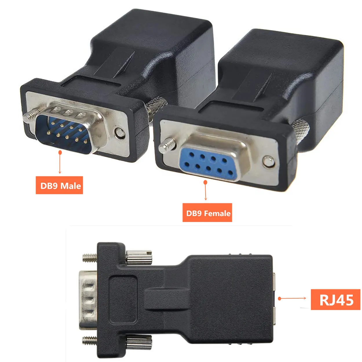 DB9 RS232 To RJ45 Adapter Serial COM Port To Cat5/Cat6 Ethernet LAN ...