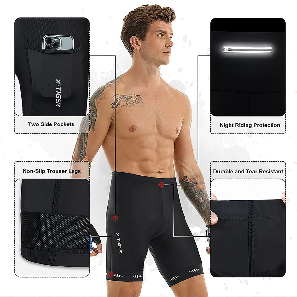 Mens Padded Bicycle Shorts, Gel Padded Cycling Shorts - Riding Shorts ...
