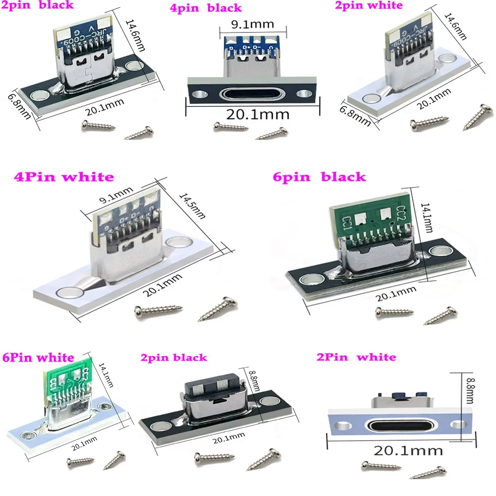 DHgate.com:1 Type-C Female Connectors: Multi-Style 2/4/5/6-Pin USB Jack ...