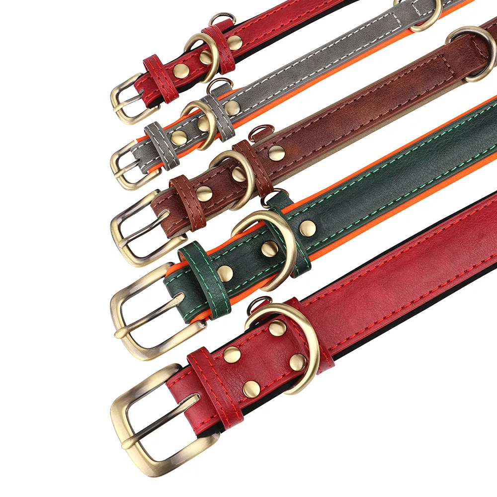Personalized Leather Dog Collar, Soft Adjustable for Small, Medium ...