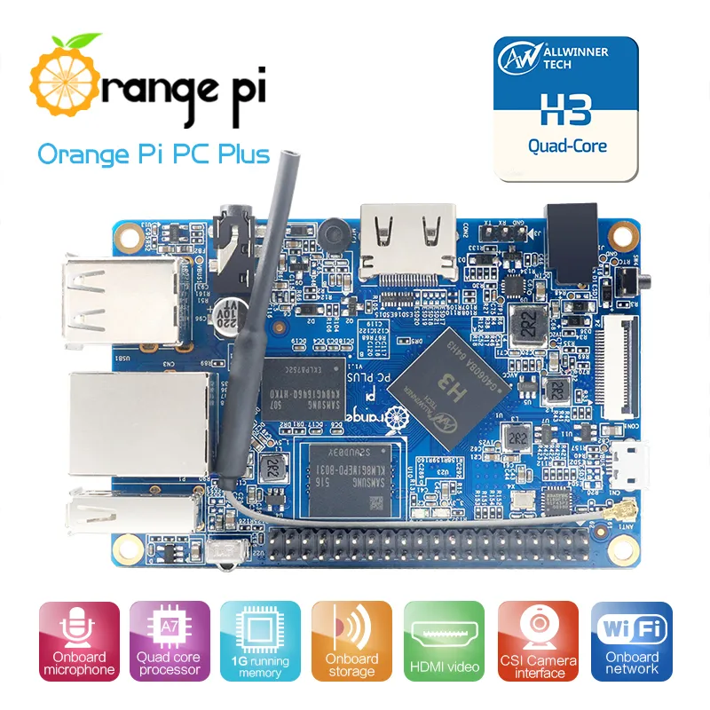 DHgate.com:Open-Source Single Board Kit: Orange Pi PC Plus 1GB RAM, 8GB eMMC Flash, 100M ...