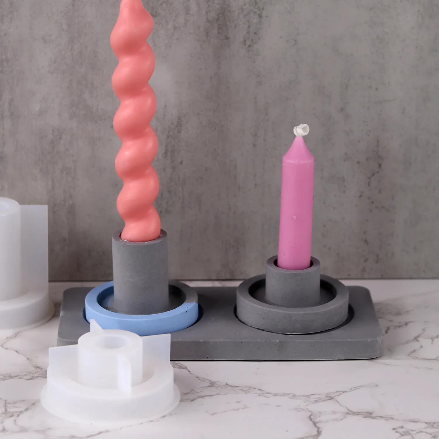 Candlestick Mold: Round Silicone Molds For Candles, Concrete Crafting ...
