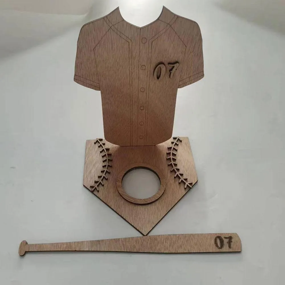 New Simple Unique Wooden Baseball Logo Display Holder Indoor Short ...
